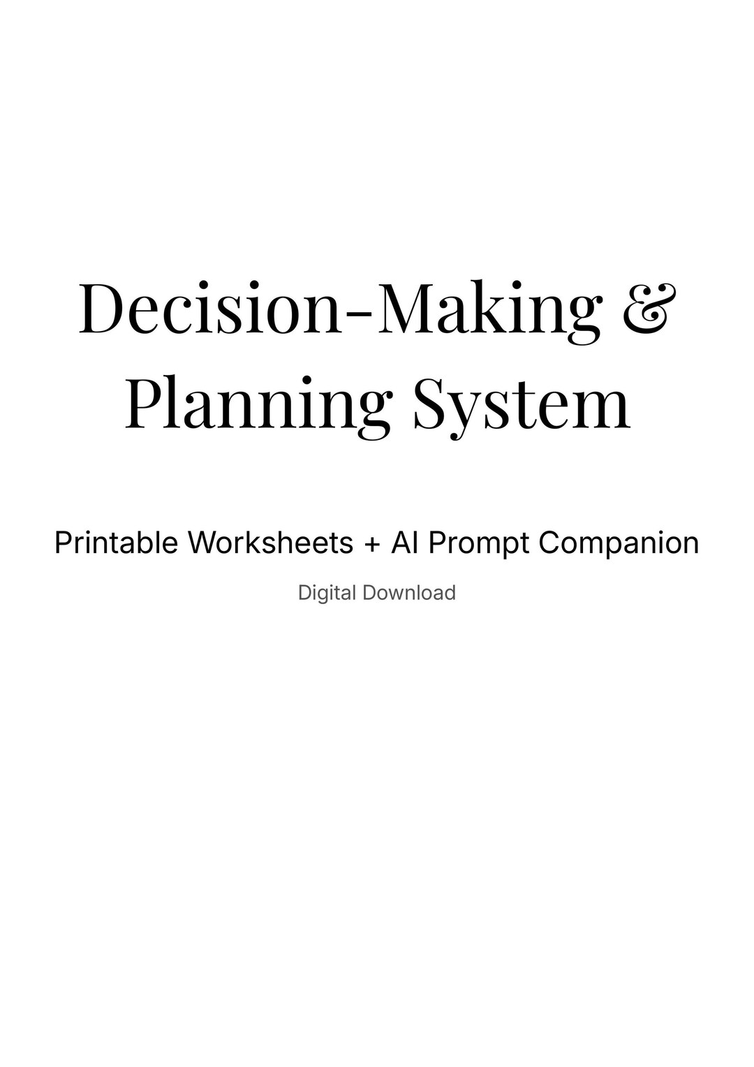Decision Fatigue Planner Printable | Clarity & Focus Worksheets + AI ...
