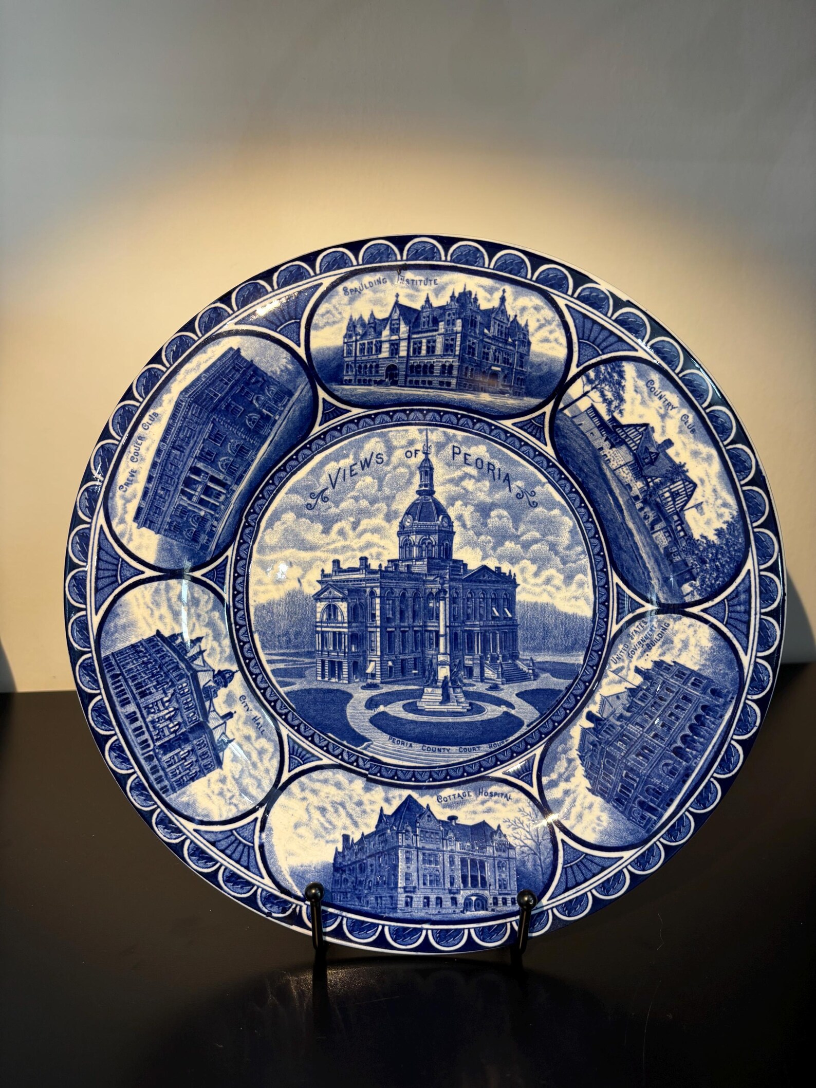 Rowland & Marsellus Souvenir Plates - NYC and Peoria - Blue ...