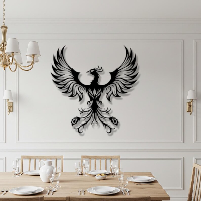 Phoenix Metal Wall Decor, Large Phoenix Wall Art, Contemporary Wall ...