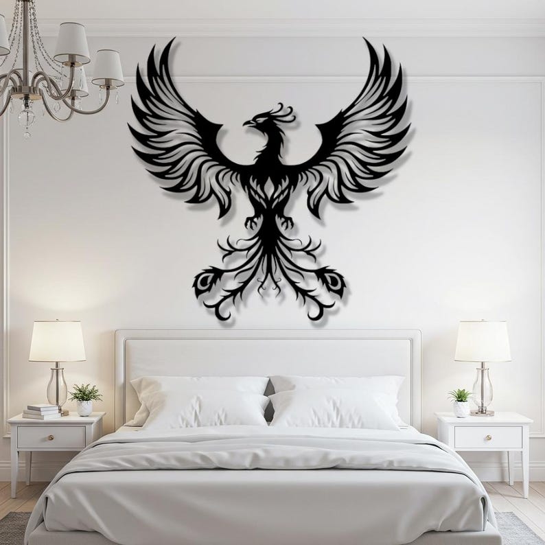 Phoenix Metal Wall Decor, Large Phoenix Wall Art, Contemporary Wall ...