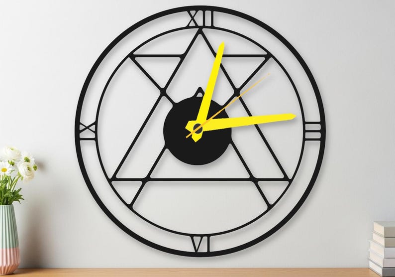 Geometric Metal Wall Clock With Roman Numerals , Home Wall Art, Wall ...