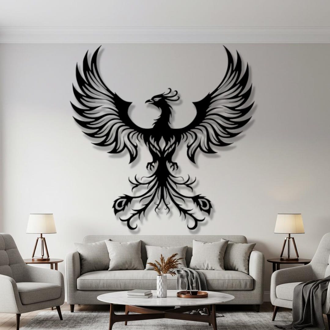 Phoenix Metal Wall Decor, Large Phoenix Wall Art, Contemporary Wall ...