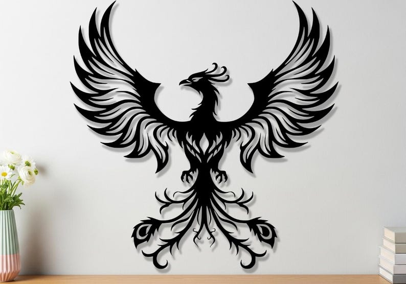 Phoenix Metal Wall Decor, Large Phoenix Wall Art, Contemporary Wall ...