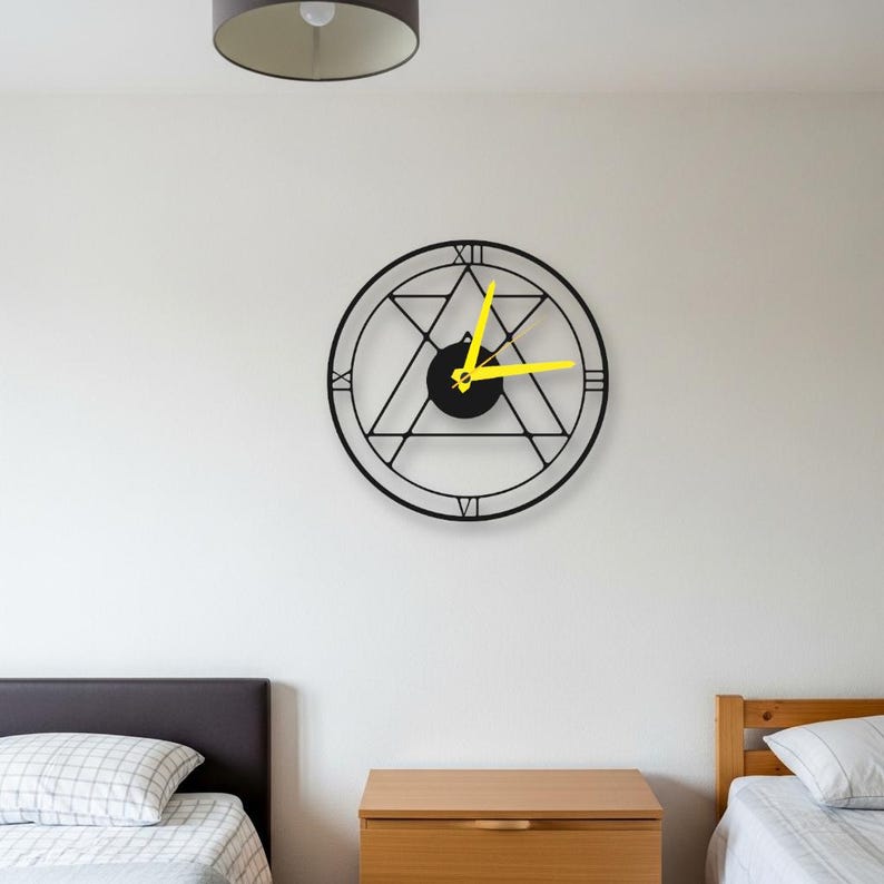 Geometric Metal Wall Clock With Roman Numerals , Home Wall Art, Wall ...