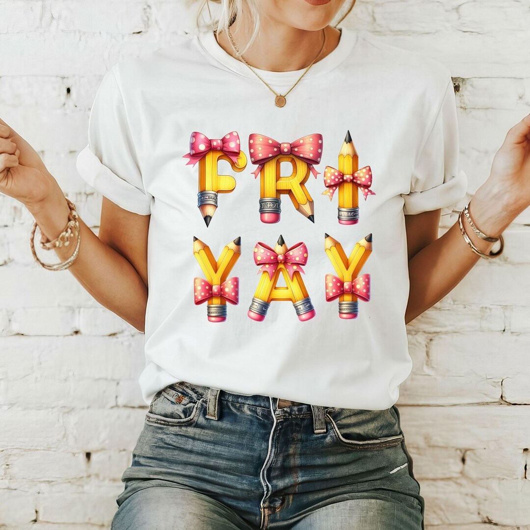 Pink Pencil Friyay Png, Pink Coquette Bow Design, Teacher Friday Design ...