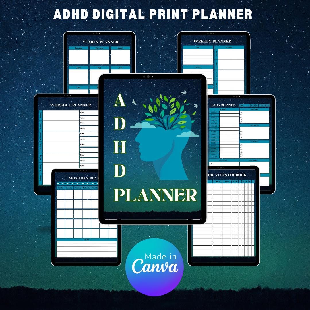 ADHD Digital Planner | Adult ADHD Digital Planner | Daily Planner ...