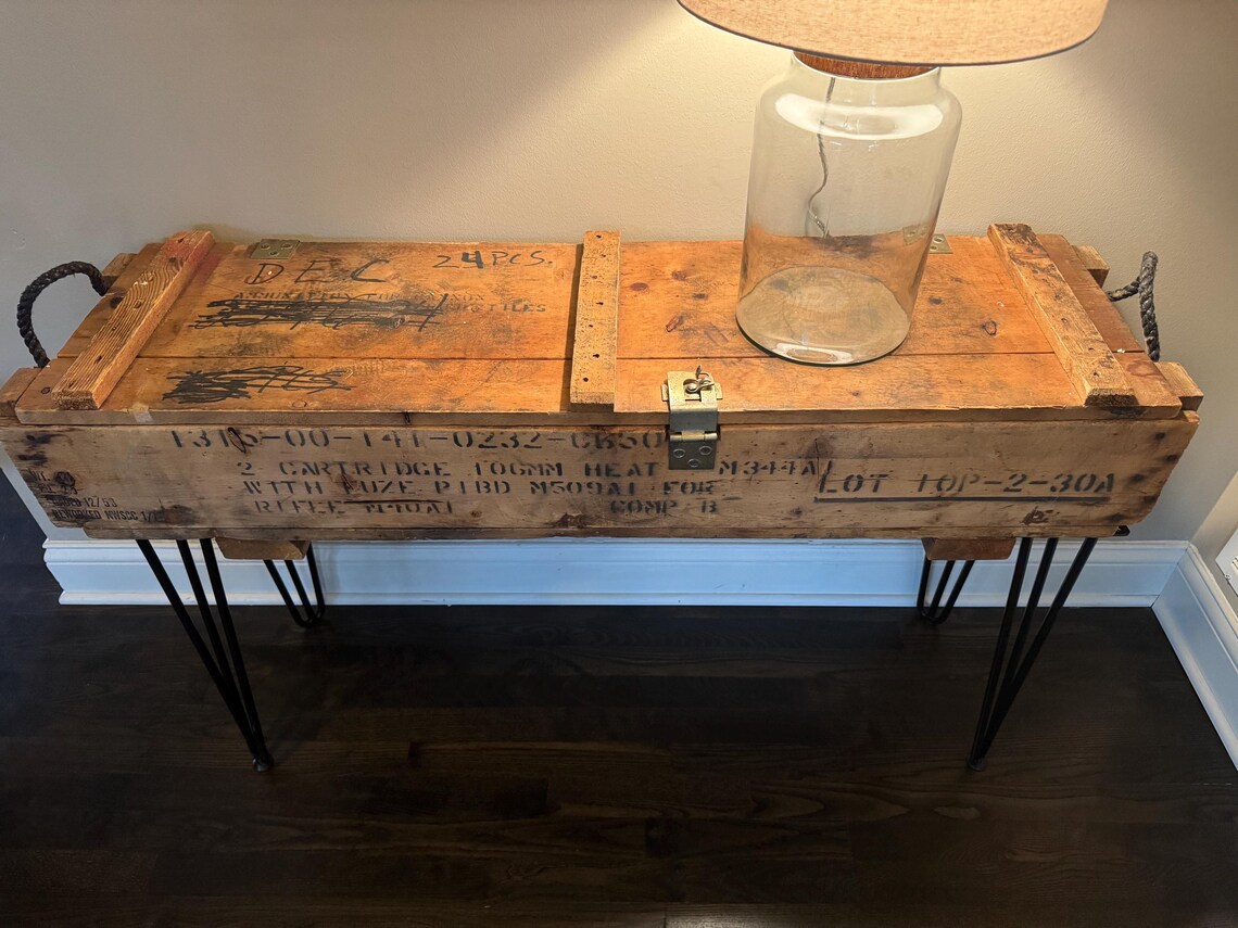 Custom Made Wood Ammo Crate Side Table - Etsy