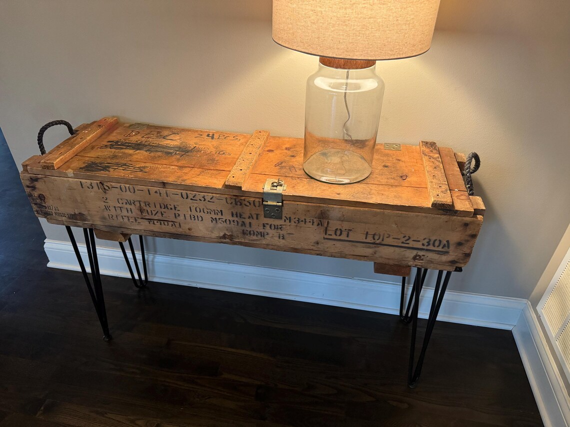 Custom Made Wood Ammo Crate Side Table - Etsy