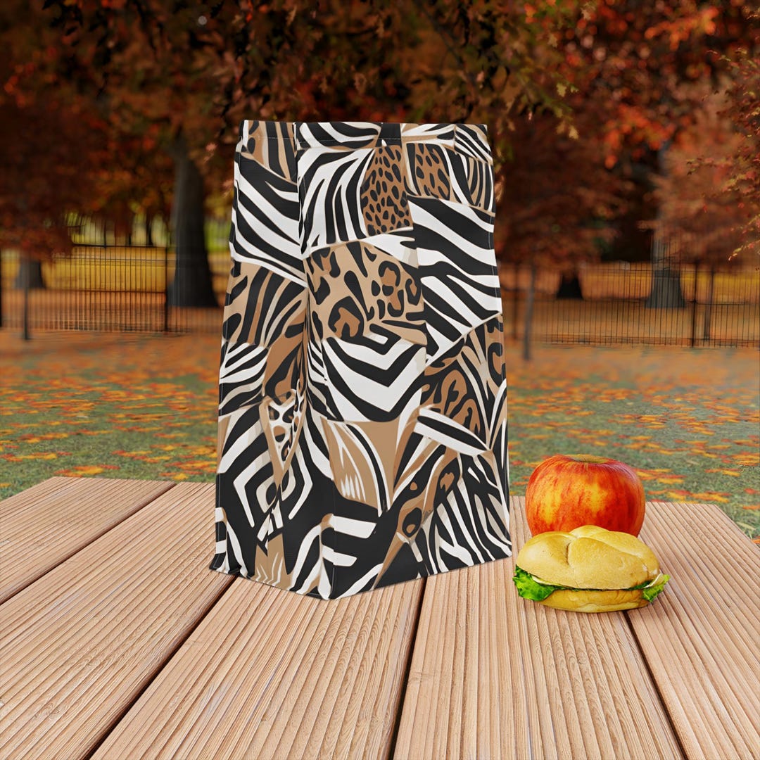 Roll Top Lunch Bag - All the Animals Prints Design -insulated Lunch ...