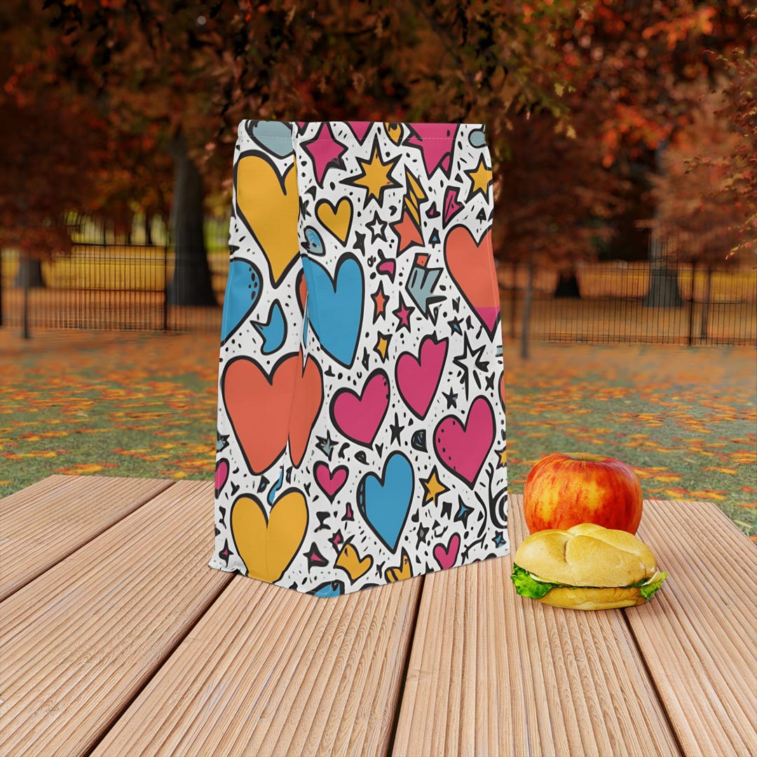 Roll Top Lunch Bag - Party Hearts Design - Insulated Lunch Cooler With ...