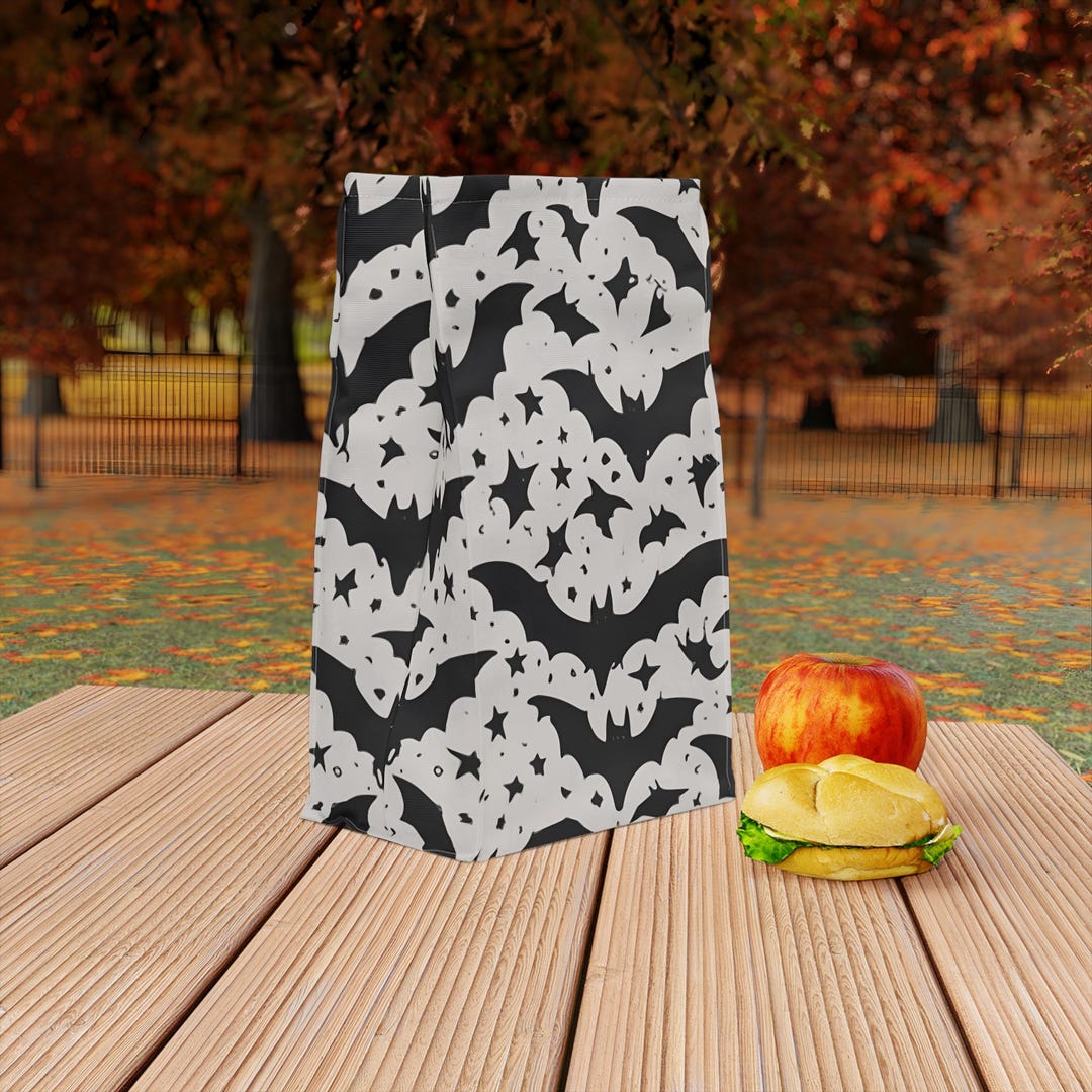 Roll Top Lunch Bag - Stars and Bats Design - Insulated Lunch Cooler ...