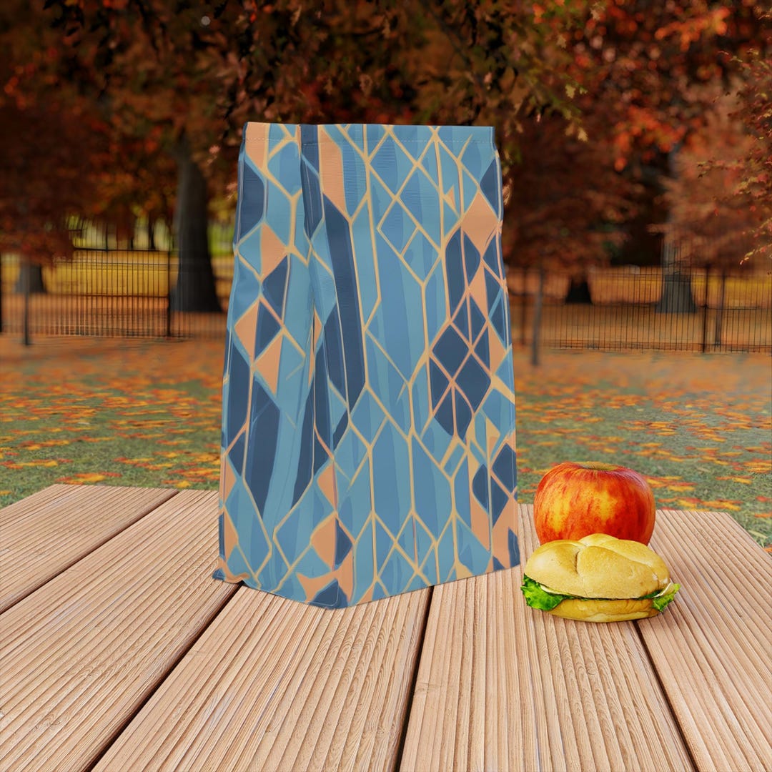 Roll Top Lunch Bag - Abstract Cube Design - Insulated Lunch Cooler With ...