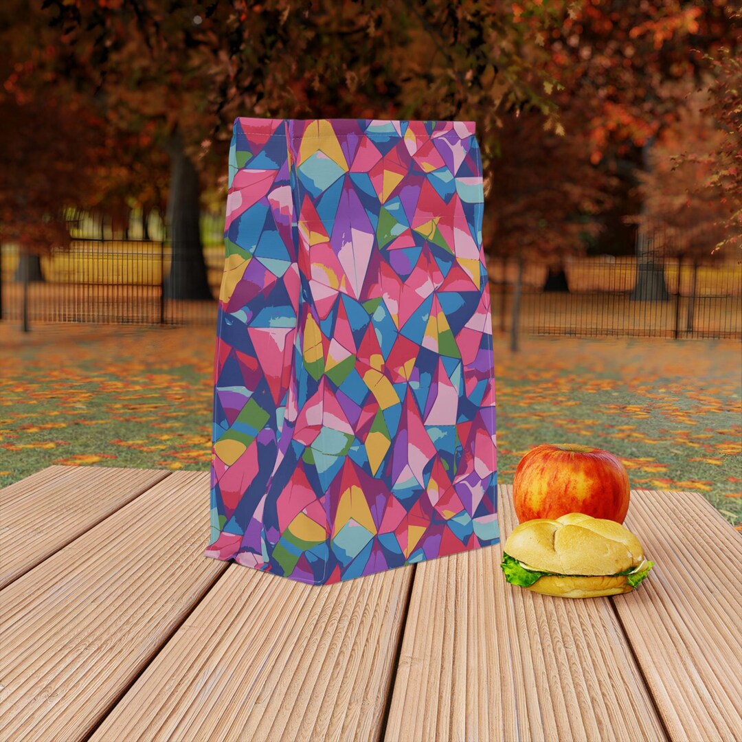 Roll Top Lunch Bag - Rainbow Geometric Design -insulated Lunch Cooler ...