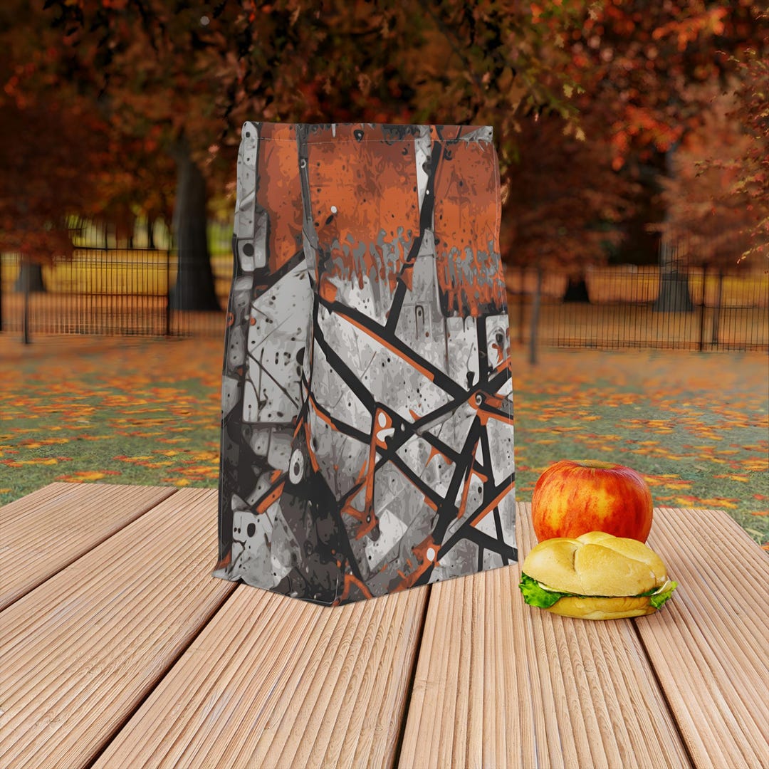 Roll Top Lunch Bag - Abstract Industrial Design - Insulated Lunch ...