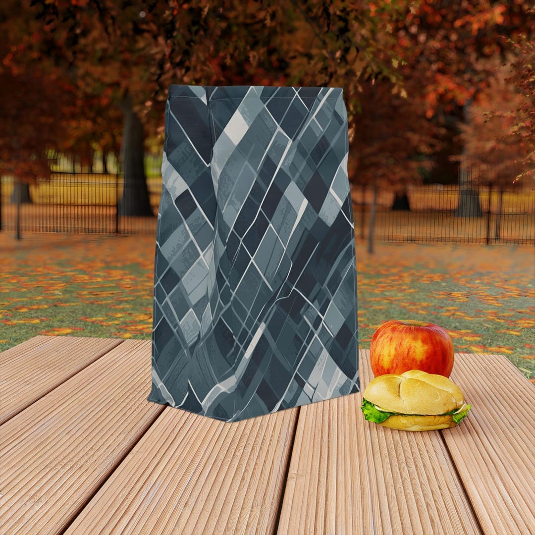 Roll Top Lunch Bag - Stained Glass Future Plaid Design - Insulated Soft ...