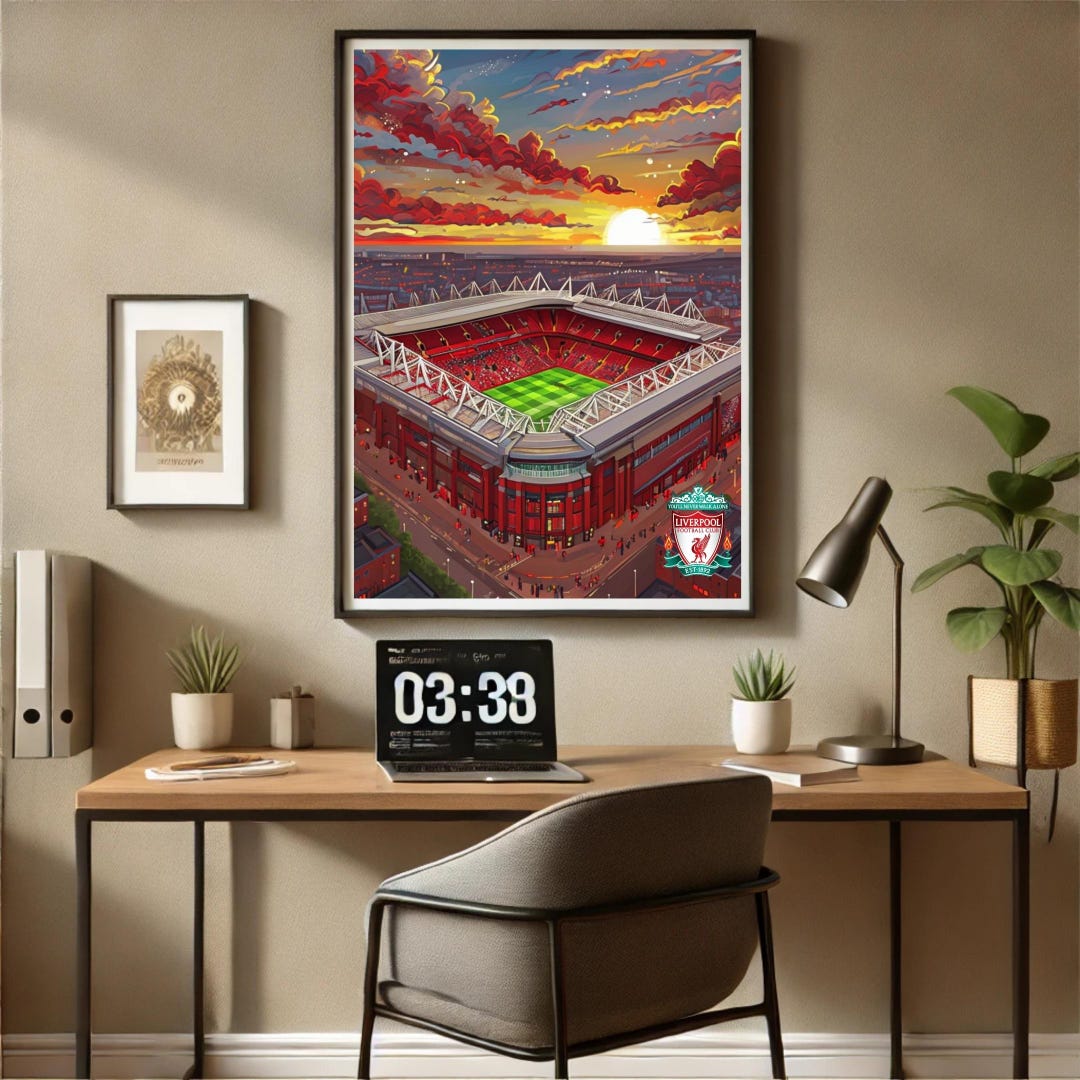 Anfield Liverpool Stadium Wall Poster - Football Fan - Sports Print ...