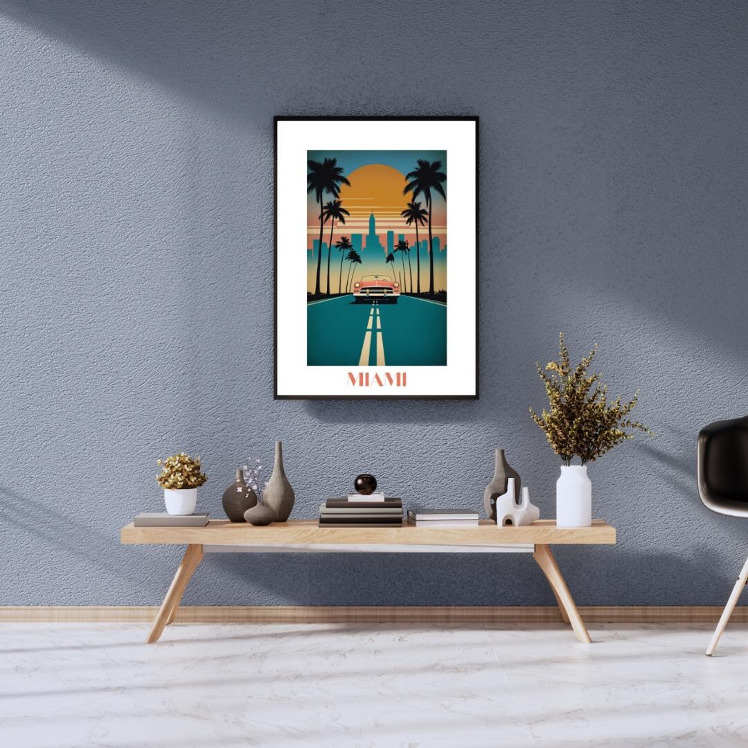 Miami Travel Poster Miami Print Large Poster Wall Decor Modern Poster ...