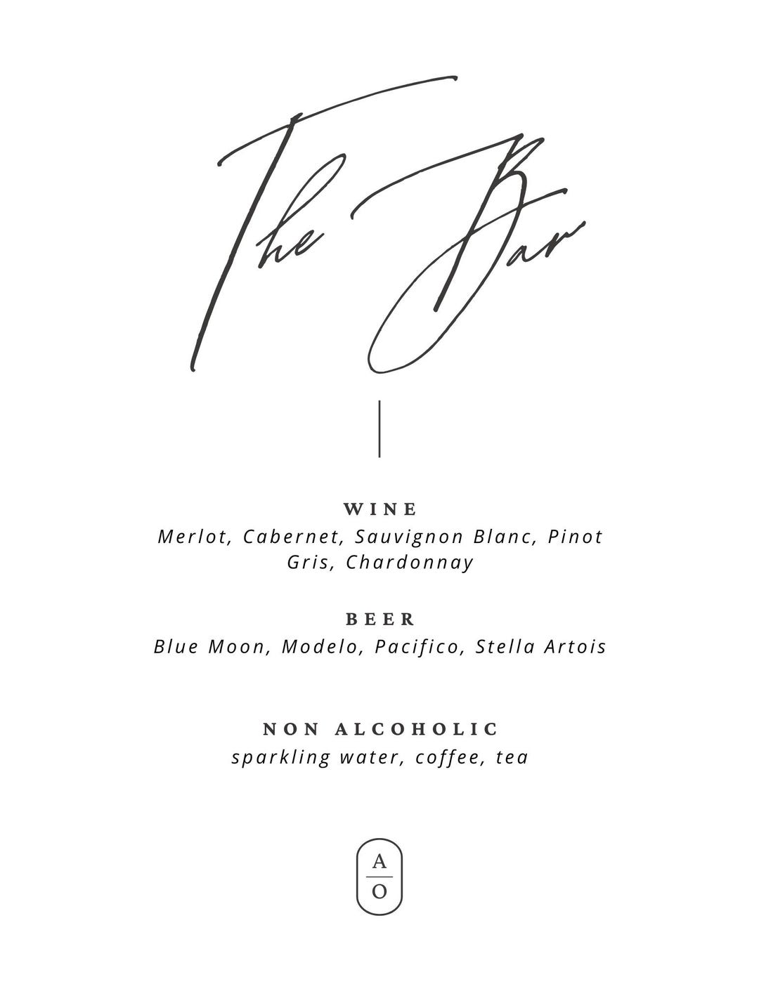 Simple Elegant Calligraphy Bar Menu, Wedding Drink Menu, Editable Drink ...