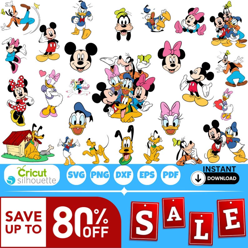 Mickey and Friends SVG Bundle: Cricut & Silhouette Cut Files (digital ...