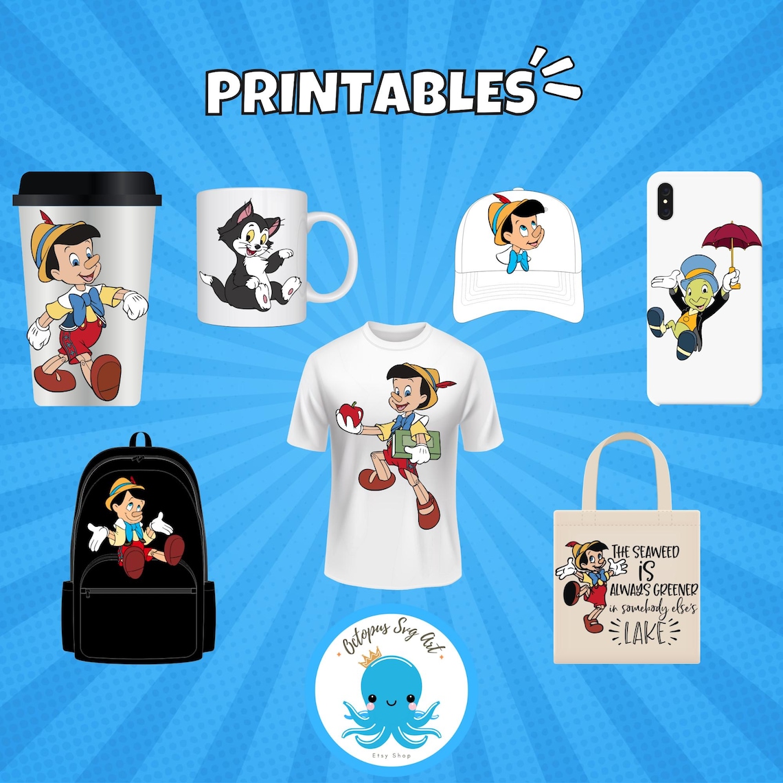 Pinocchio SVG Bundle Cut Files for Cricut & Silhouette | Jiminy Cricket ...