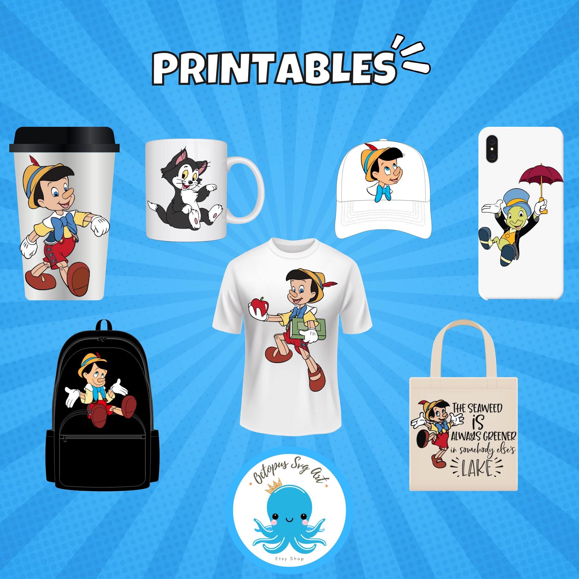 Pinocchio SVG Bundle Cut Files for Cricut & Silhouette | Jiminy Cricket ...