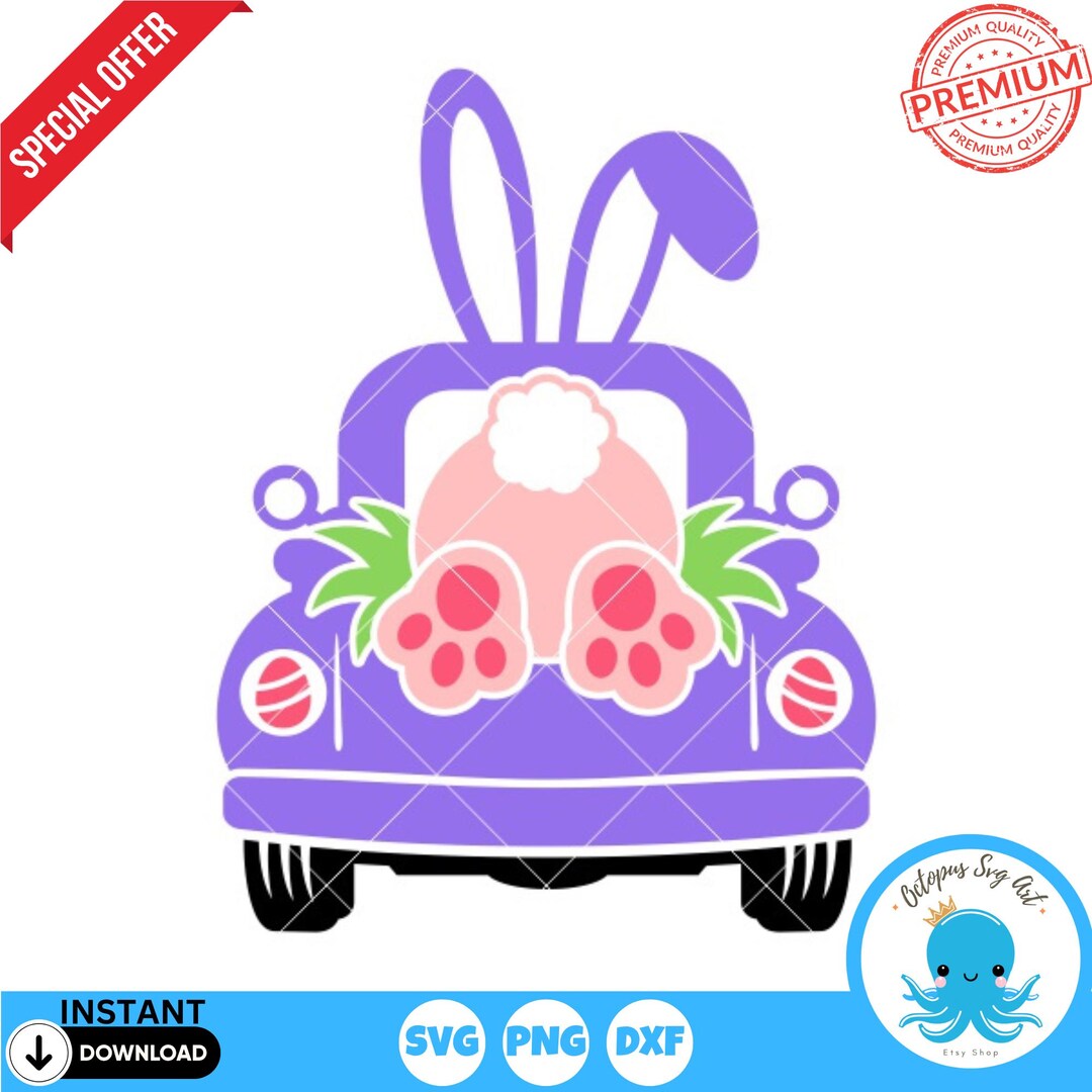 Easter Truck Rabbit SVG | Bunny Back SVG | Happy Easter Svg | Spring ...