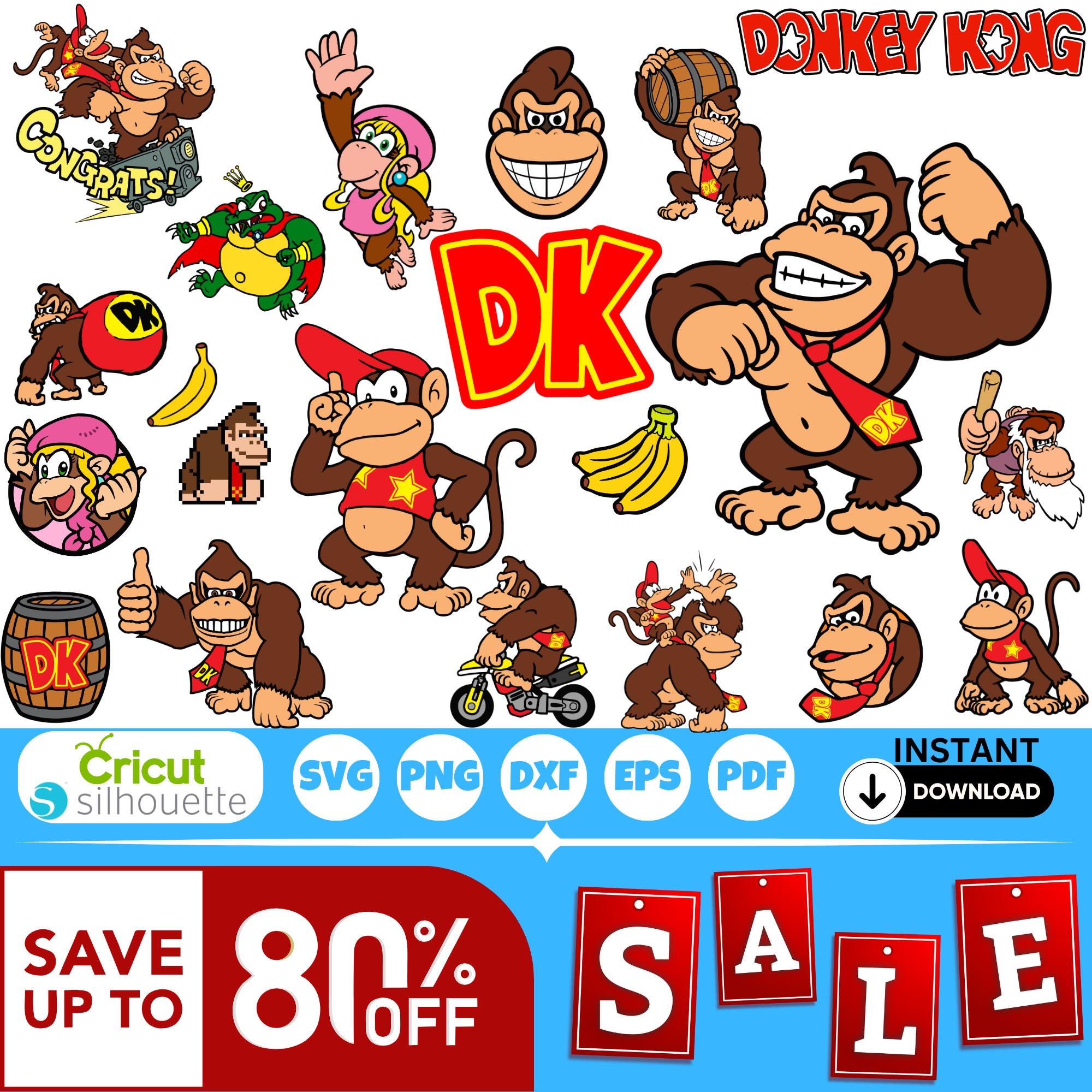 Donkey Kong SVG Bundle: Clipart Cut Files for Cricut, Silhouette ...