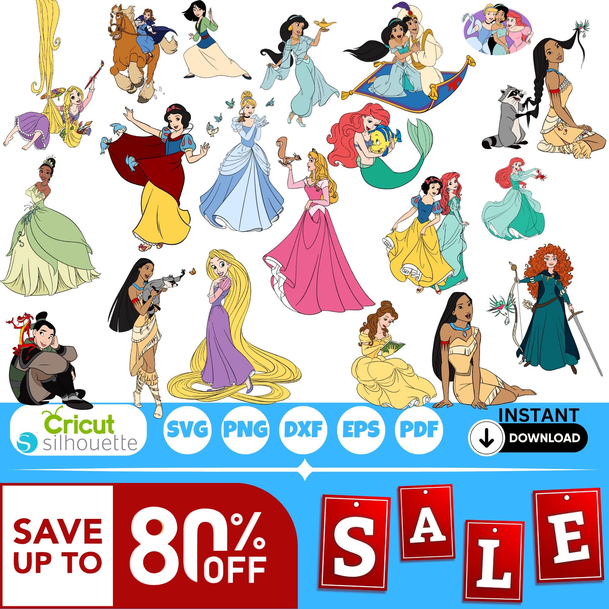 Classic Princesses SVG Bundle Cut Files for Cricut & Silhouette | Fairy ...