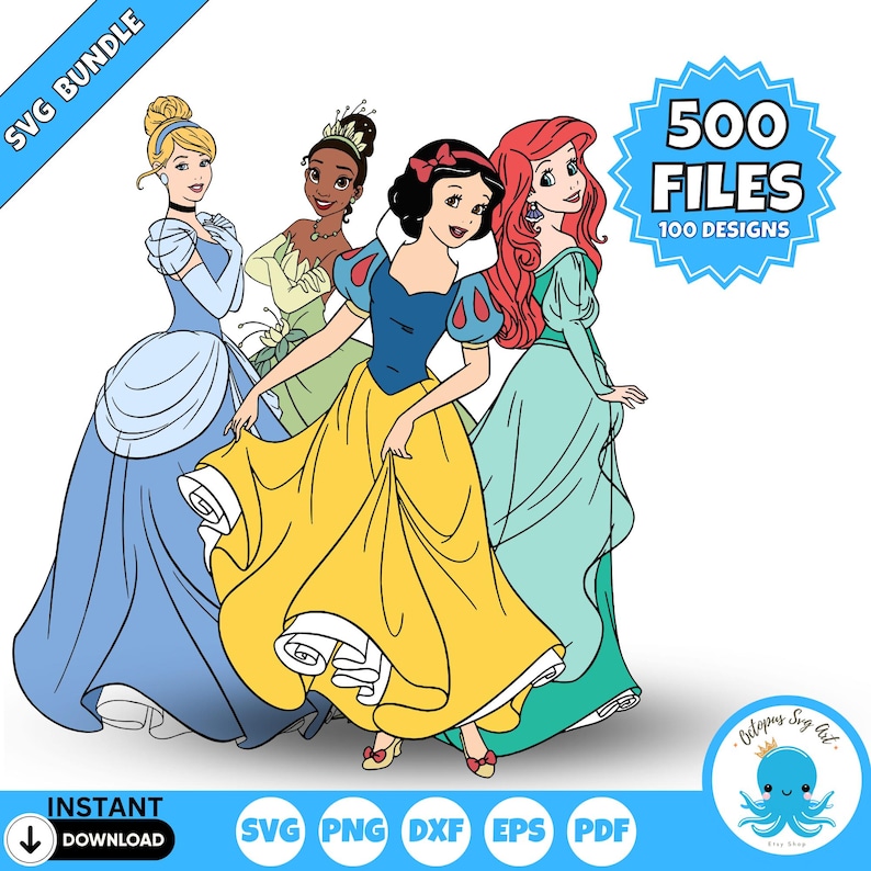 Classic Princesses SVG Bundle Cut Files for Cricut & Silhouette | Fairy ...