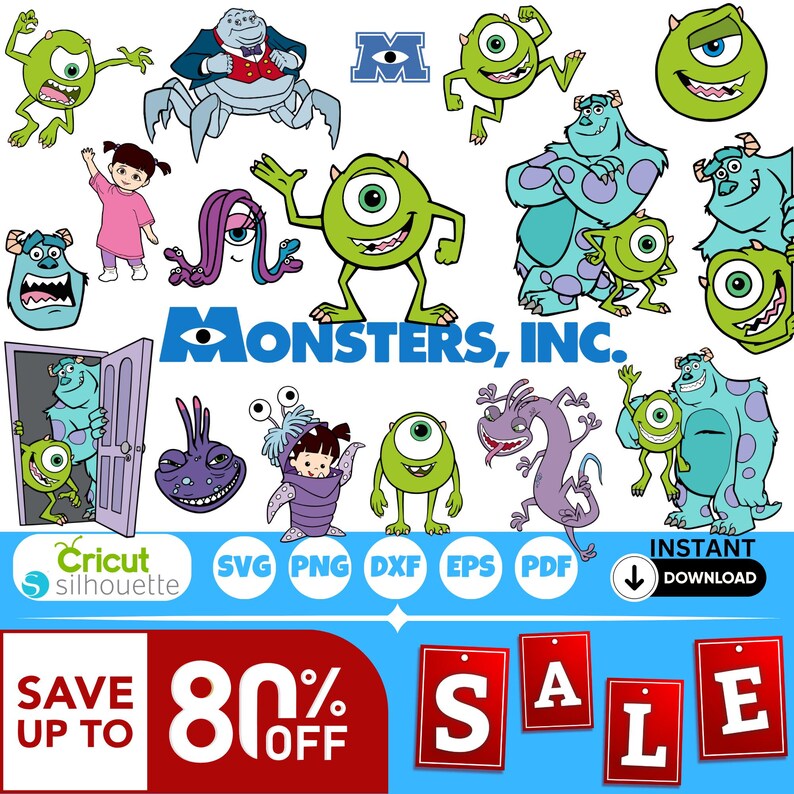 Monsters Inc SVG Bundle: Mike, Sulley, Boo Designs (digital Download ...