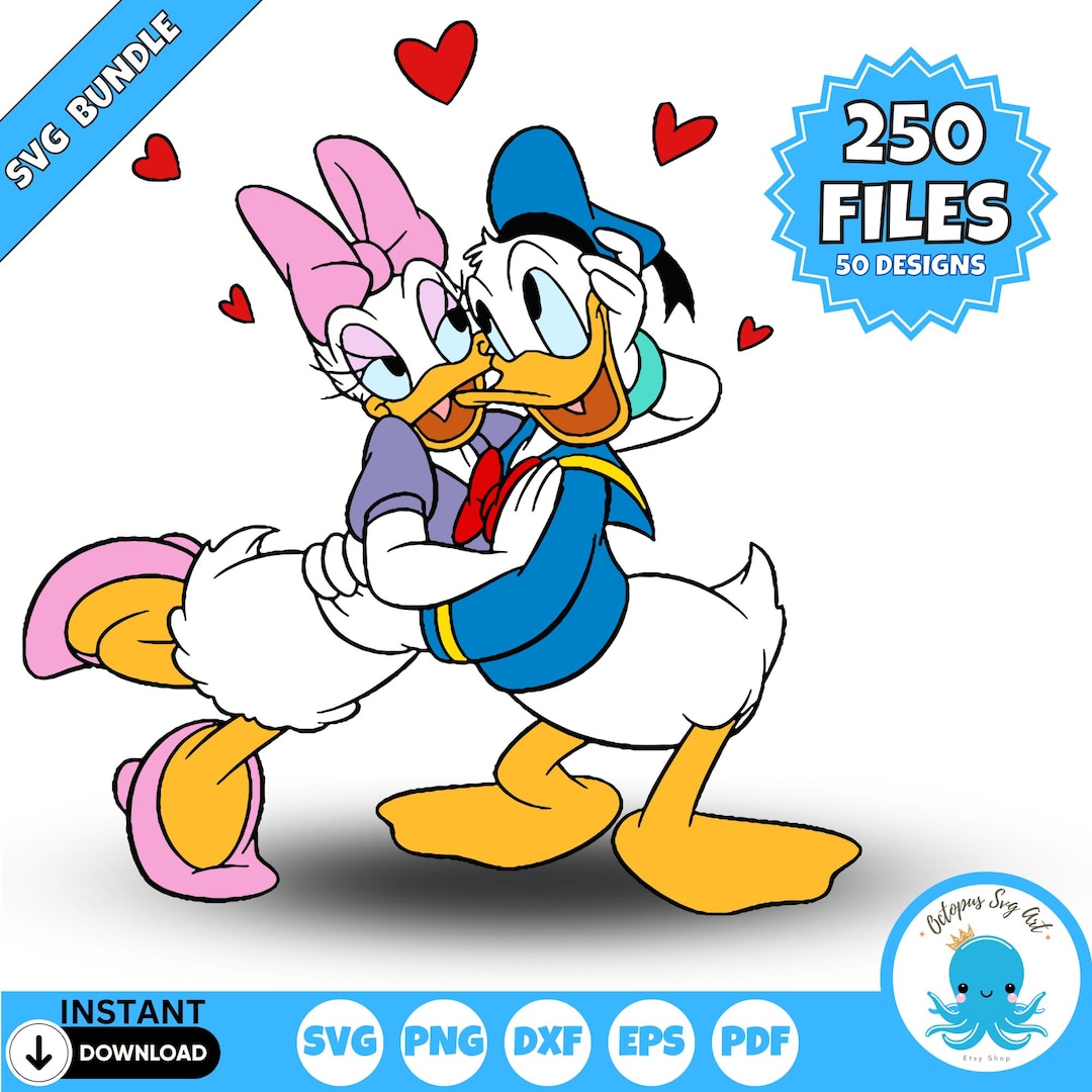 Donald & Daisy Duck Valentine's Day SVG Bundle | Romantic Cut Files for ...
