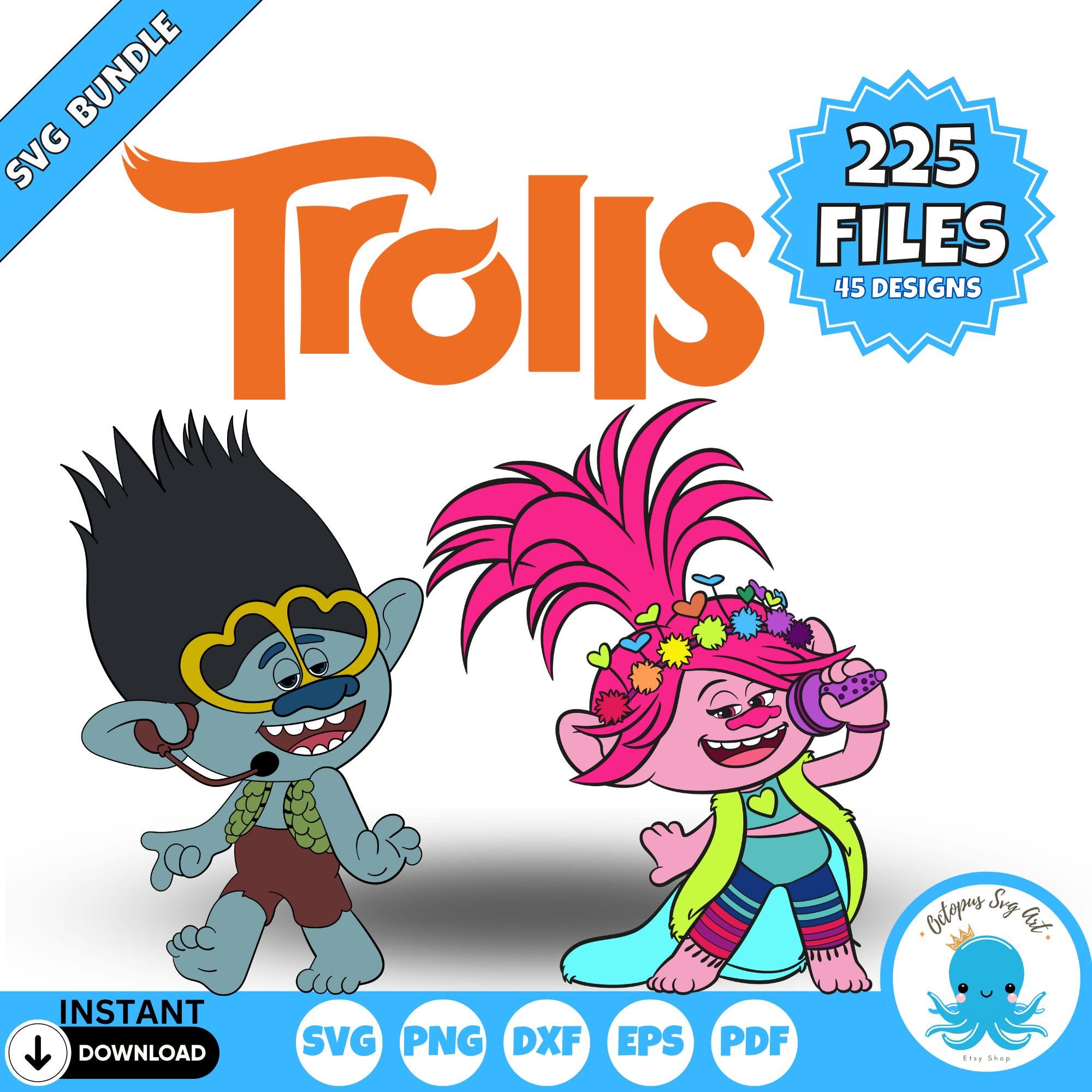 Trolls SVG Bundle | Poppy Branch DJ Suki SVG | Cut Files for Cricut ...