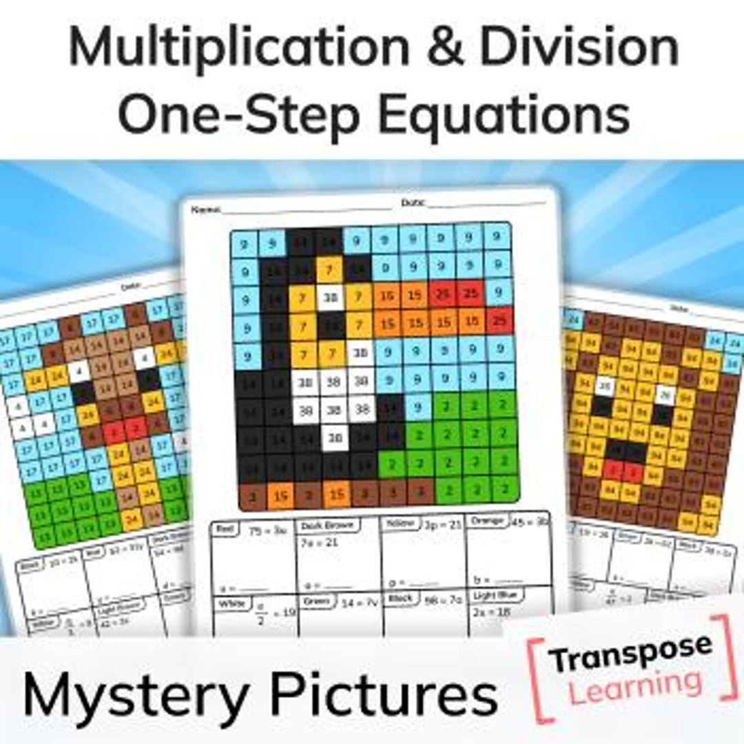 One Step Equations With Multiplication & Division | Zoo Animals Mystery ...