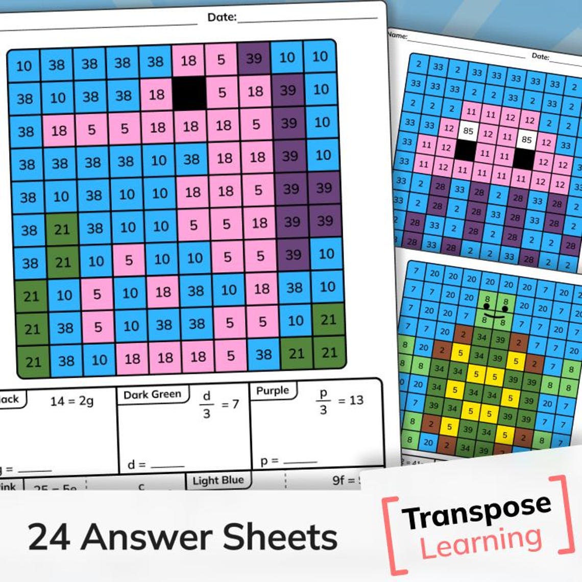 Solving One-step Equations | Ocean Animals Math Coloring Bundle - Etsy