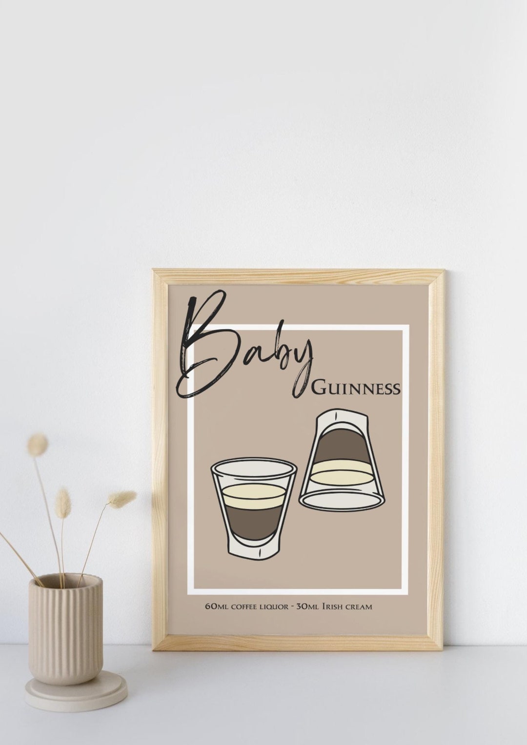 Baby Guinness Wall Print - Classic Cocktails - Bar Art - Wall Decor ...