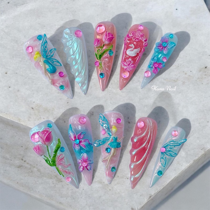 Dragonfly Chrome Nails - Etsy