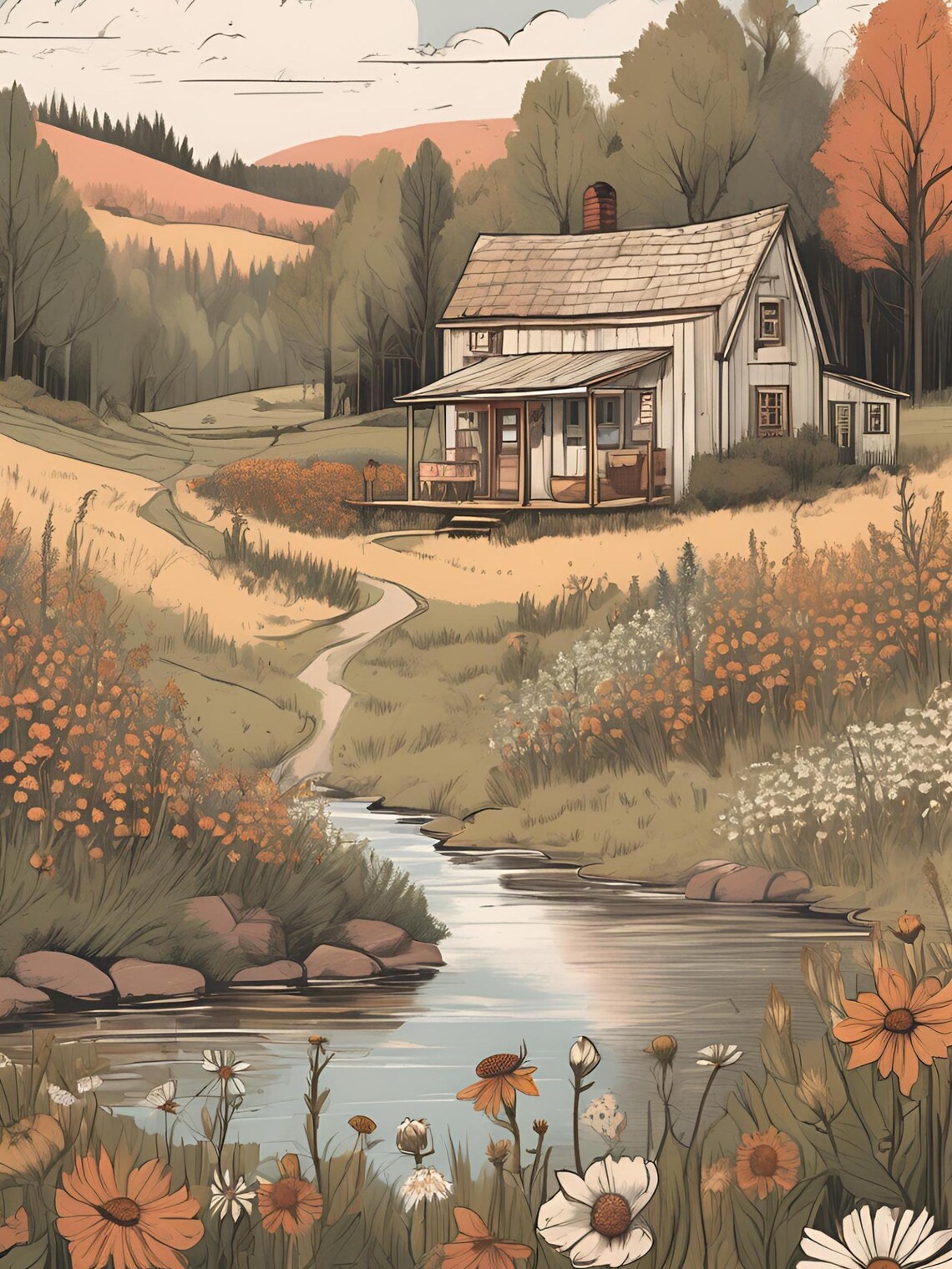 Cottagecore Farmhouse Printable Wall Art Bundle | 5 Rustic Digital PDF ...