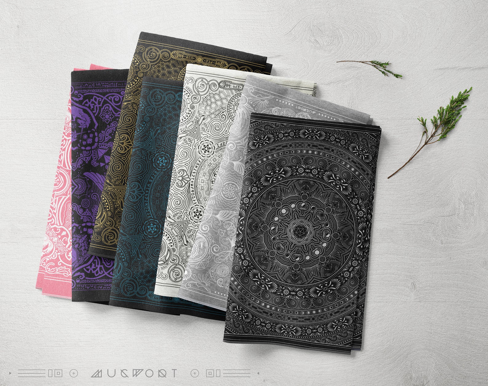100% Cotton Bandana | Soft Pink & White | Mugwort Psychedelic Visionary ...