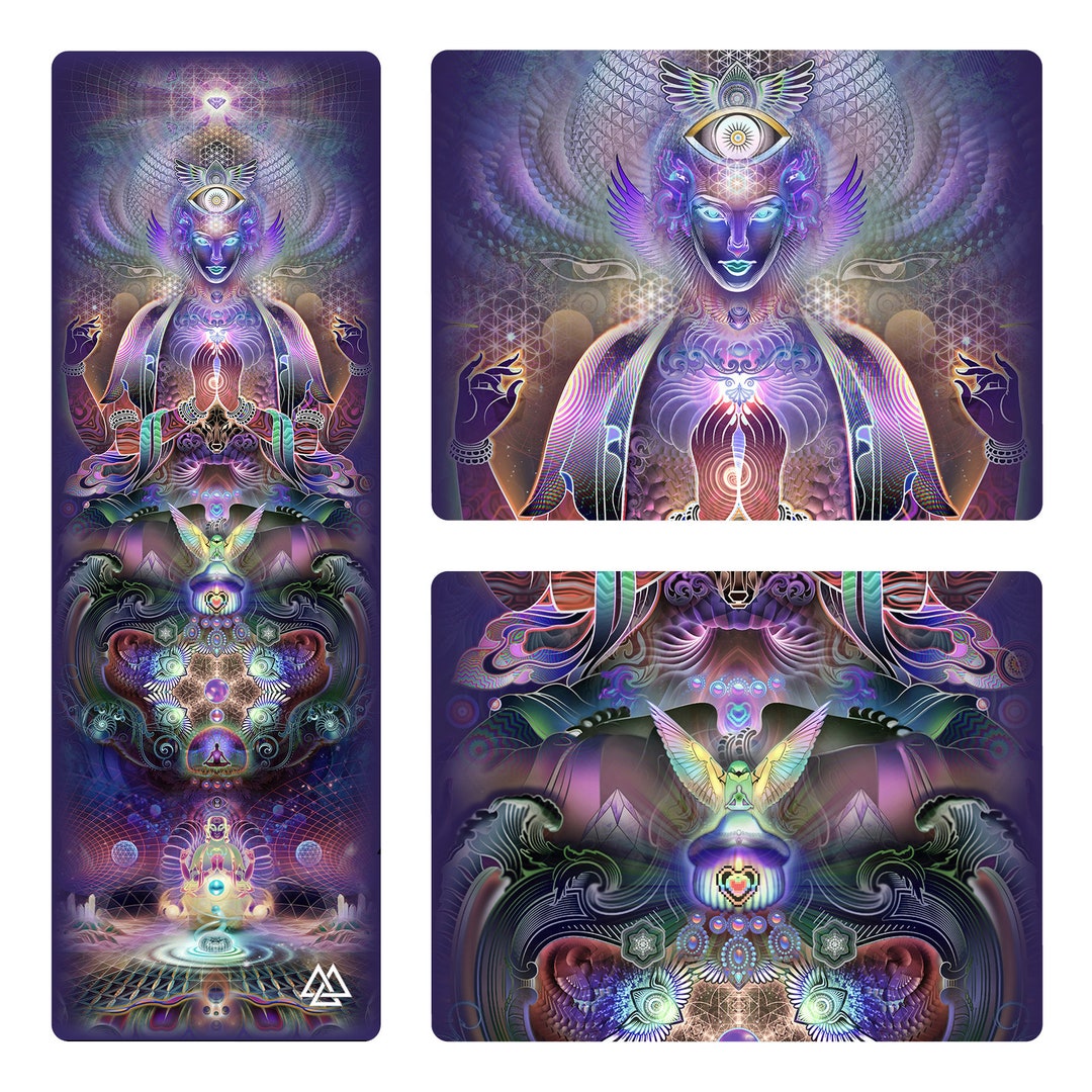 Psychedelic Yoga Mat | Visionary Art Mandala Workout Mat by Mugwort ...