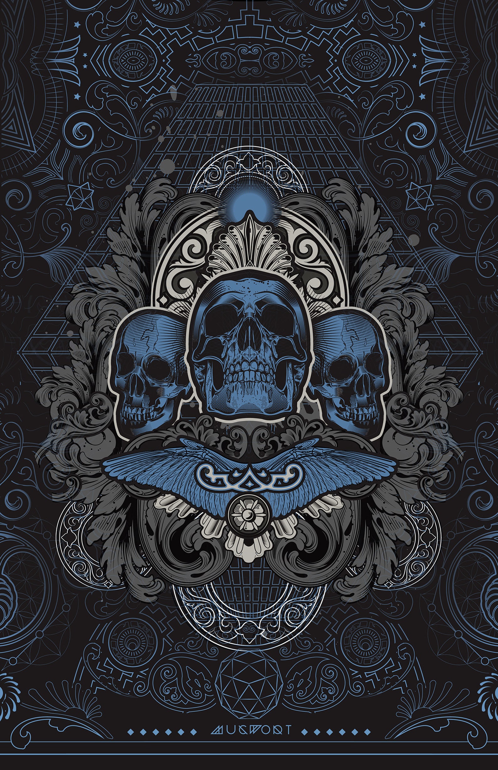 Skull Wall Art | Paper Print | Home Decor | 11x17 | Skull Altar Dark ...