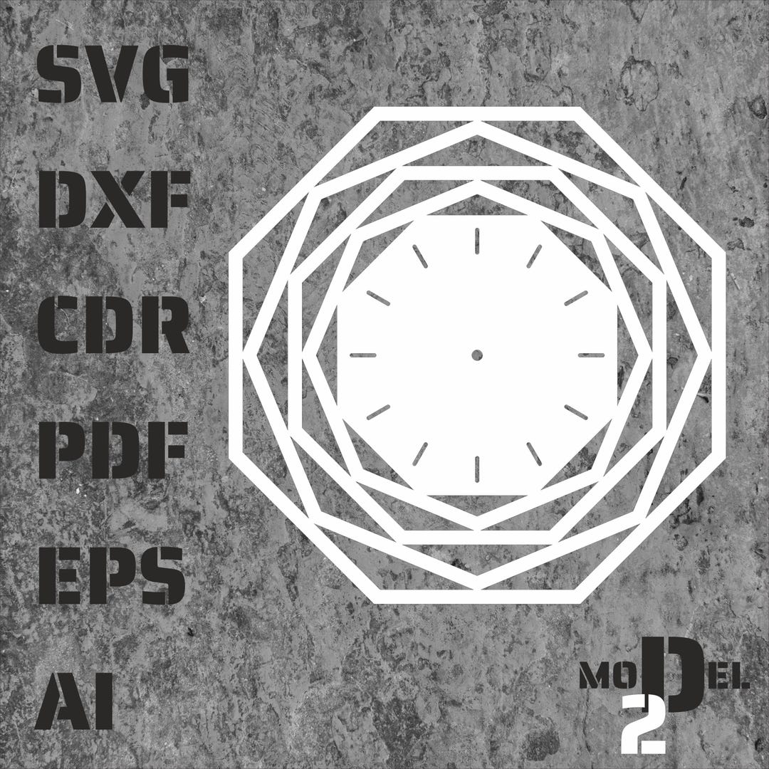 Wall Clock Model, Original Digital Design - Svg, Dxf for CNC Laser ...