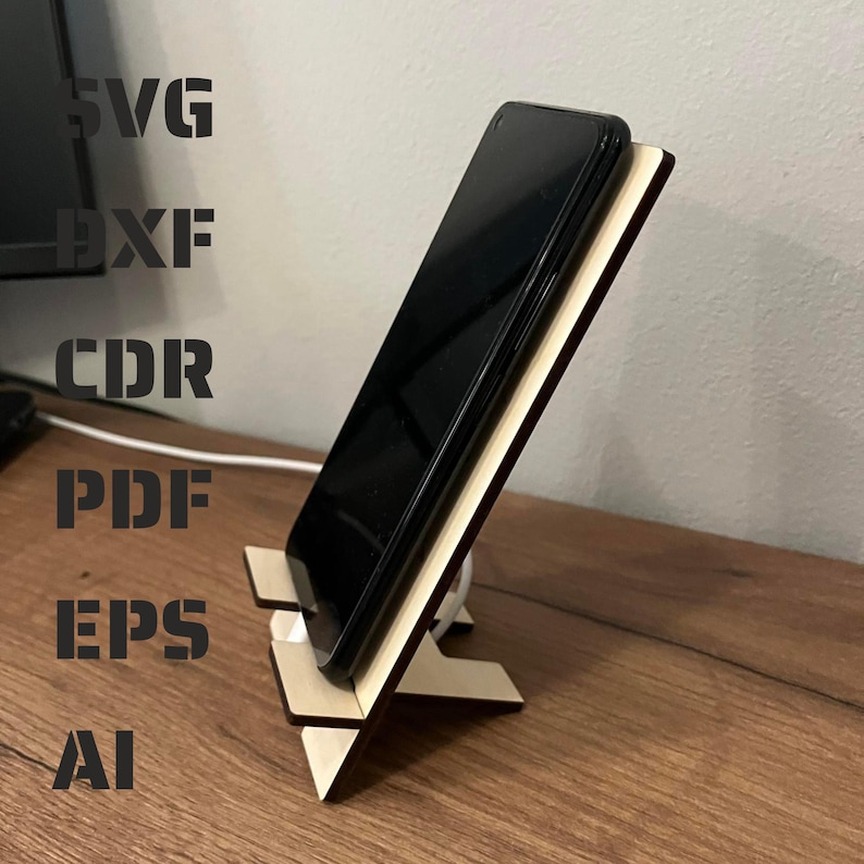 Laser Cut Phone Stand SVG | Mobile Holder DXF | CNC Phone Dock File ...