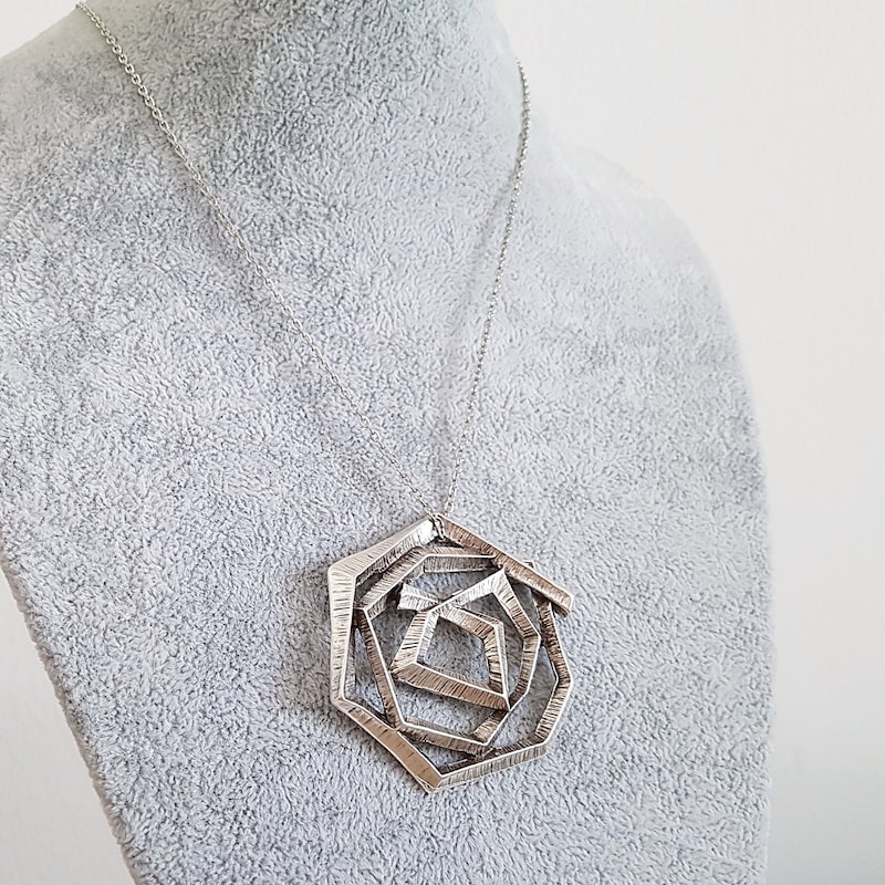 Large Silver Pendant - Etsy
