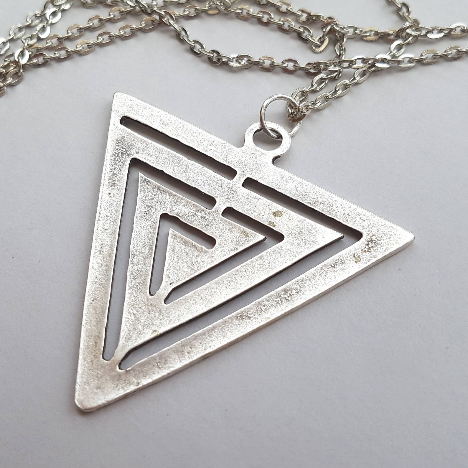 Big Silver Triangle Necklace Large Triangle Statement - Etsy UK