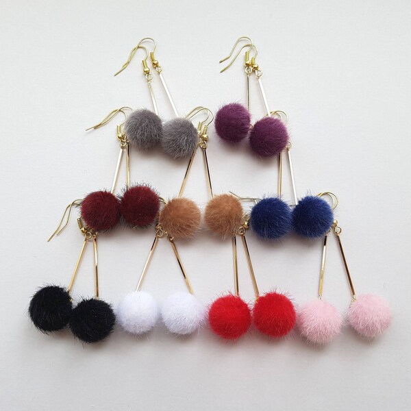 Pom Pom Earrings - Etsy