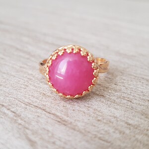 Pink Jade Rose Gold Ring Vintage Style Jade Ring Adjustable - Etsy