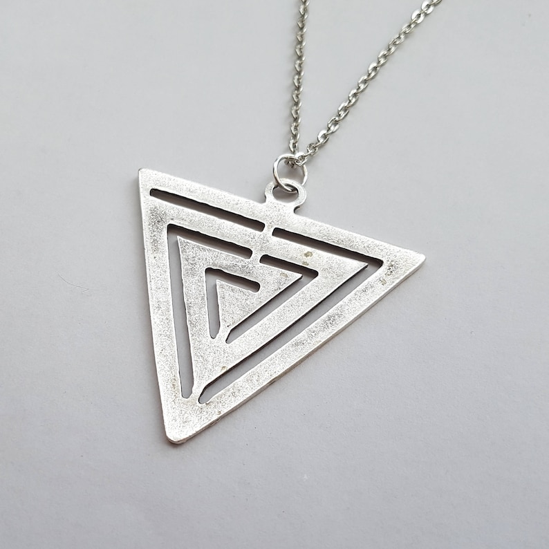 Big Silver Triangle Necklace Large Triangle Statement - Etsy UK