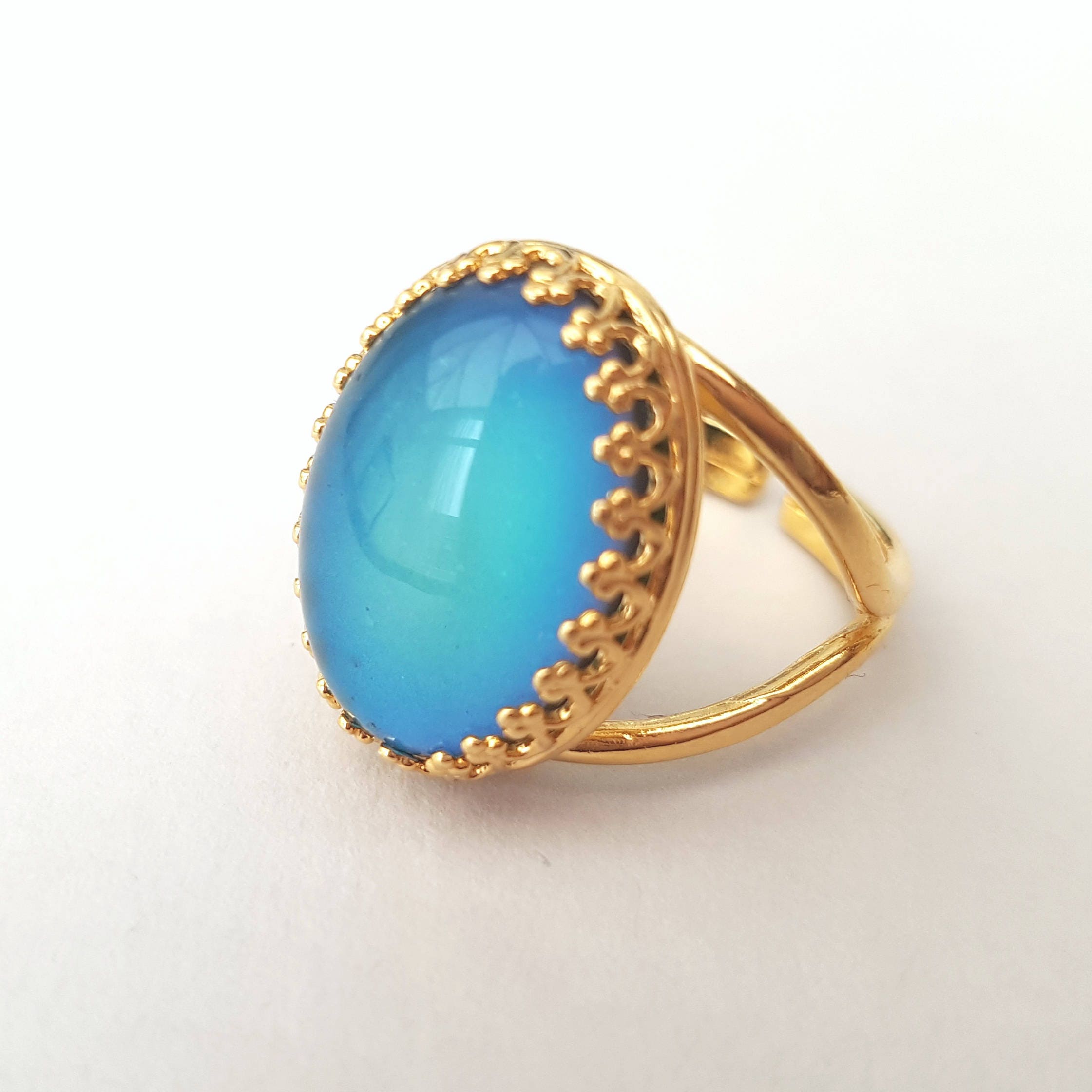 Antique Bronze Mood Ring Colour Changing Mood Stone Ring | Etsy