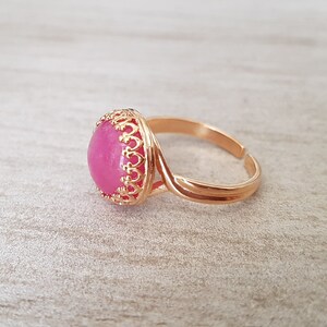 Pink Jade Rose Gold Ring Vintage Style Jade Ring Adjustable - Etsy