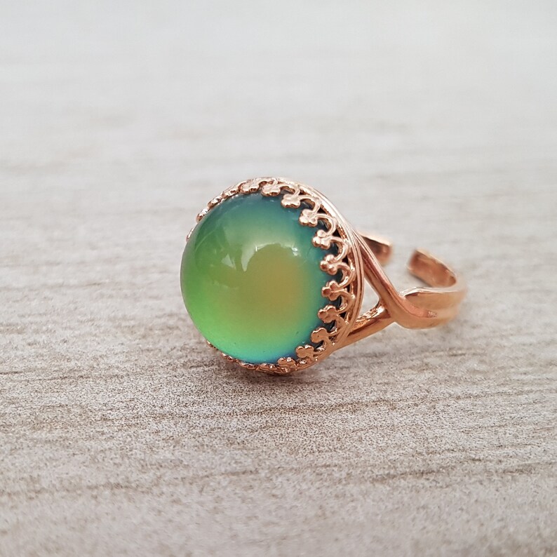 Sterling Silver Mood Ring Vintage Mood Stone Ring Adjustable - Etsy